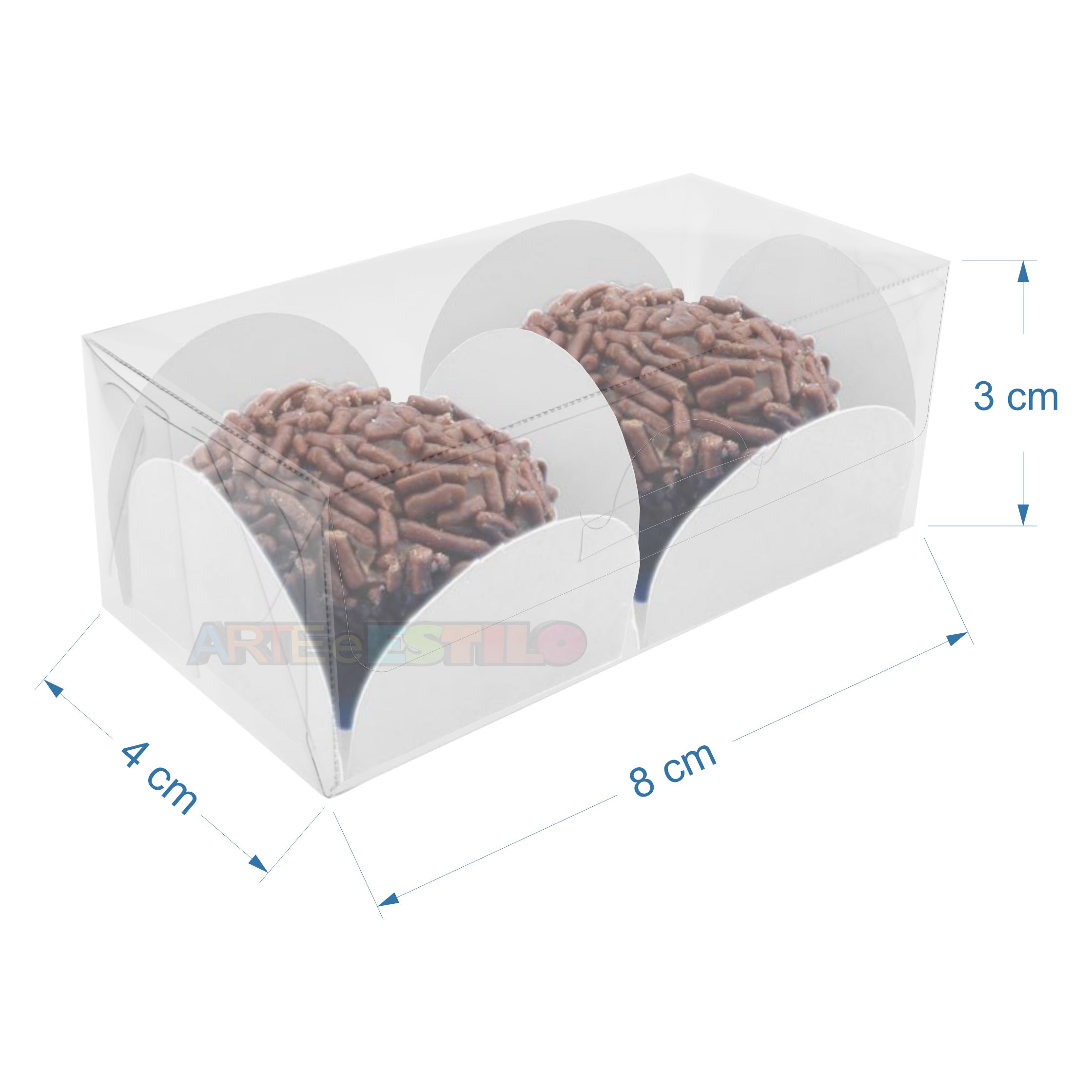 10 Caixas para 2 doces toda transparente 8X4X3 cm, caixinha para 2 ...