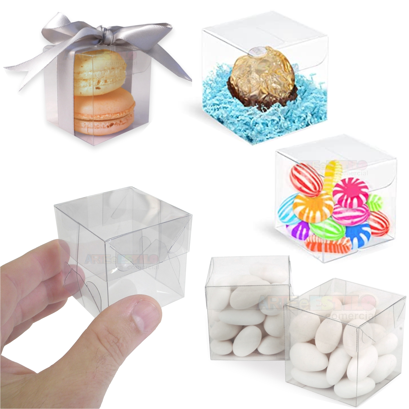 25 Caixas de Acetato 5 X 5 X 5 cm, caixinha para doce, caixa ...