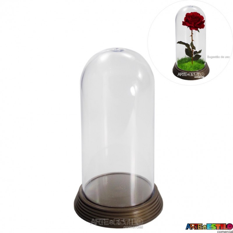 Emb. com 05 Redomas Cúpula de Acrílico com Base Dourada - Modelo M - 15 cm